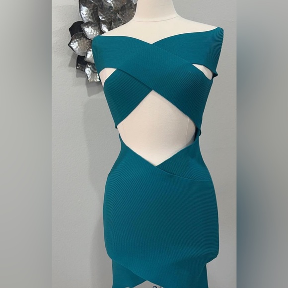 Dresses | Green Cross Over Mini Dress | Poshmark